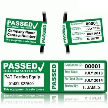 Personalised PASS PAT Test Labels - RETEST WRAP 500